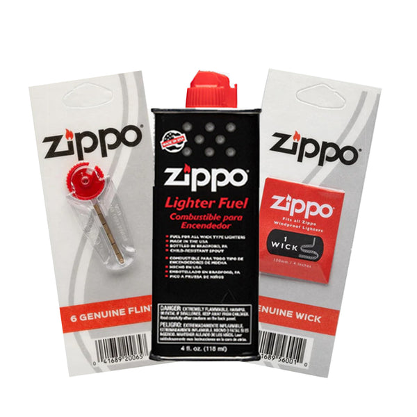 Zippo Lighter Fluid & 1 Flint & 1 Wick Value Pack Combo Set - Safqaq8
